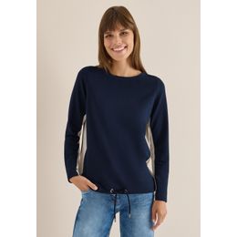 Cecil Damen Langarmshirturban dunkelblau, Gr. XXL, unifarben, Web, 48% Baumwolle, 48% Modal, 4% Elasthan, Shirts, im Color Block Design