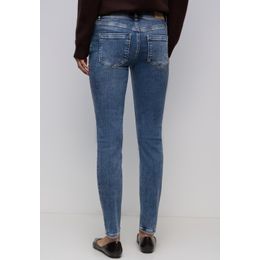Street One Damen Slim-fit-Jeansmid blau random washed, Gr. 34, unifarben, Jeans, 82% Baumwolle, 16% Polyester, 2% Elasthan, Jeans, Middle Waist