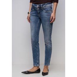 Slim-fit-Jeans Street One, Damen, Gr. 33, L&auml;nge 30, mid blau random washed, Jeans, 82% Baumwolle, 16% Polyester, 2% Elasthan, unifarben, kn&ouml;chellang, Jeans Slim-fit-Jeans, Middle Waist