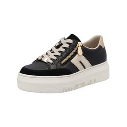 Rieker Damen Plateausneaker "Rieker Sneaker Glattleder", Gr. 36, schwarz, Glattleder, Schuhe