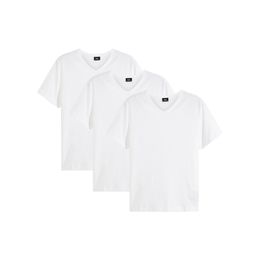 bonprix Herren T-Shirt "T-Shirt mit V-Ausschnitt (3er Pack)", wei&szlig;, Gr. 60, Obermaterial: 100% Baumwolle, Shirts, Regular Fit, V-Ausschnitt, aus
