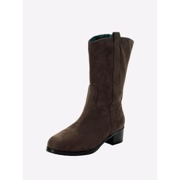 sheego Damen Weitschaftstiefel, Gr. 41, beige, Lederimitat, Schuhe
