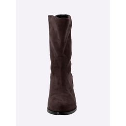 sheego Damen Weitschaftstiefel, Gr. 42, beige, Lederimitat, Schuhe