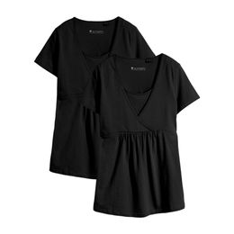 bonprix Damen Stillshirt "2-in-1 Umstands- und Stillshirts (2er Pack?)", schwarz, Gr. 40, Obermaterial: 95% Baumwolle, 5% Elasthan, Shirts,