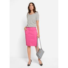 bonprix Damen Jeansrock "Jeansrock, Stretch", rosa, Gr. 52, unifarben, Denim/Jeans, Obermaterial: 97% Baumwolle, 3% Elasthan, R&ouml;cke, aus elastischem