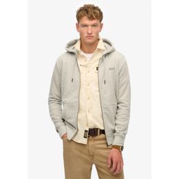Superdry Herren Kapuzensweatjacke "ESSENTIAL LOGO ZIP HOODIE HB", grau, Gr. S, unifarben, angeraute Sweatware, Obermaterial: 100% Seide, Sweatjacken,