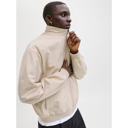 Jack & Jones JACK & JONES Herren Bomberjacke "JJECHARGE STAND COLLAR BOMBER NOOS"moonbeam, Gr. XS, unifarben, Web, Obermaterial: 100% Polyester, Jacken, mit