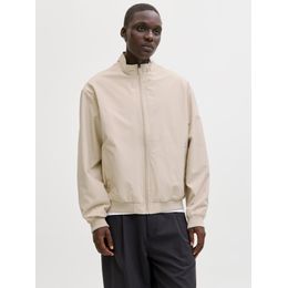 Jack & Jones JACK & JONES Herren Bomberjacke "JJECHARGE STAND COLLAR BOMBER NOOS"moonbeam, Gr. S, unifarben, Web, Obermaterial: 100% Polyester, Jacken, mit