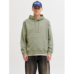Jack & Jones JACK & JONES Herren Kapuzensweatshirt "JORNORREBRO EMB SWEAT HOOD NOOS"seagrass, Gr. L, unifarben, angeraute Sweatware, Obermaterial: 89% Baumwolle,