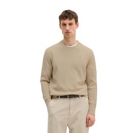 Marc O'Polo MARC O'POLO Herren Rundhalspullover "aus reiner Bio-Baumwolle", beige, Gr. L, unifarben, Obermaterial: 100% Baumwolle, Pullover