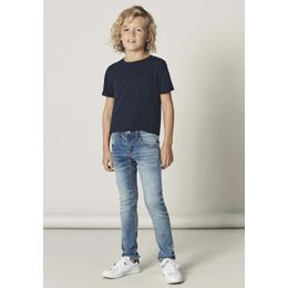 name it Jungen Slim-fit-Jeans "NKMTHEO XSLIM SWE JEANS 3113-TH NOOS", blau, Gr. 152, Abriebeffekte, Denim/Jeans, Obermaterial: 70% Baumwolle, 27%