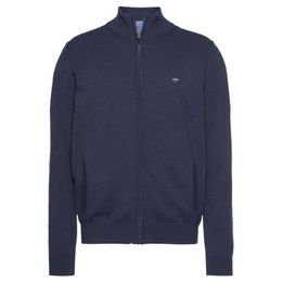 Fynch-Hatton Herren Strickjacke, blau, Gr. M, unifarben, Strick, Obermaterial: 100% Baumwolle, Strickjacken, bequeme Passform, mit Stehkragen, mit