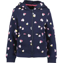 Blue Seven M&auml;dchen Kapuzensweatjacke, blau, Gr. 128, bedruckt, Sweatware, Obermaterial: 80% Baumwolle, 20% Polyester, Sweatjacken, allover bedruckt