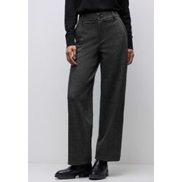 Street One Damen Stoffhoseschwarz, Gr. 44, meliert, Stoff, 50% Polyester, 25% Viskose, 20% Polyamid, 5% Elasthan, Hosen, High Waist