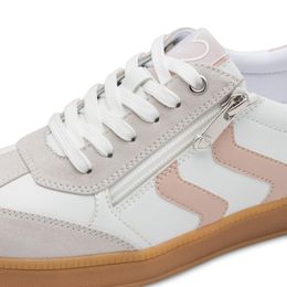Marco Tozzi Damen Plateausneaker, Gr. 38wei&szlig;, rose, Lederimitat, Textil, Veloursleder, unifarben mit Farbeinsatz, Schuhe, Freizeitschuh, Halbschuh,