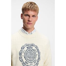 BOSS Orange Herren Strickpullover "Kerbert", beige, Gr. XL, unifarben, Strick, Obermaterial: 48% Wolle, 40% Baumwolle, 12% Polyamid, Pullover,