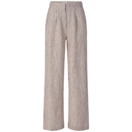 Knowledge Cotton Apparel Damen-Leinenhose gestreift XL Braun-Wei&szlig;