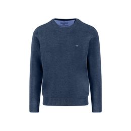 Fynch-Hatton Herren Rundhalspullover, blau, Gr. XL, unifarben, Strick, Obermaterial: 100% Baumwolle, Pullover, aus Baumwolle, mit Rundhalsausschnitt,
