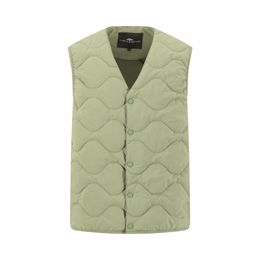 Fynch-Hatton Herren Steppwestelight khaki, Gr. XXXL, unifarben, Web, Obermaterial: 100% Polyamid, Westen, mit V-Ausschnitt, mit Druckkn&ouml;pfen, normale