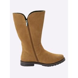 sheego Damen Weitschaftstiefel, Gr. 38cognac, Veloursleder, Schuhe