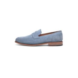 Henry Stevens Herren Loafer "Marshall PL Businessschuh", Gr. 46,5, blau, Velours-Leder, Schuhe, Herren Halbschuhe Leder handgefertigt, Anzugschuhe