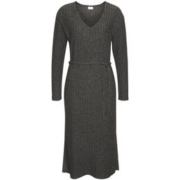 Lascana Damen Strickkleid, Gr. 36, grau, Rippware, Obermaterial: 56% Polyester, 41% Viskose, 3% Elasthan, meliert, unifarben, Kleider, Lounge-/