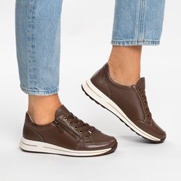 Ara Damen Keilsneaker "OSAKA", Gr. 6,5, braun, Glattleder, unifarben, Schuhe, Freizeitschuh, Halbschuh, Schn&uuml;rer in Komfortweite H (=sehr weit)