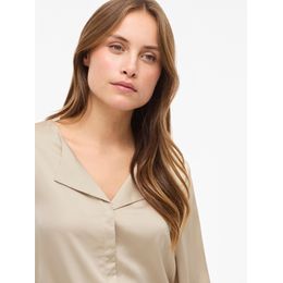 Vila Damen Hemdbluse "VIELLETTE V-NECK L/S SATIN SHIRT - NOOS", beige, Gr. 36, unifarben, Obermaterial: 100% Polyester, Blusen