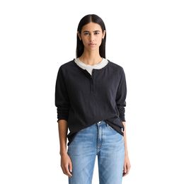 Marc O'Polo Damen Langarmshirt "aus Organic Cotton"blau depths, Basic, Gr. XXS, MARC O'POLO DENIM, unifarben, Obermaterial: 100% Baumwolle, Shirts