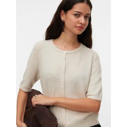 V&eacute;ro Moda VERO MODA Damen Strickjacke "VMDOFFY 2/4 O-NECK BUTTON CARDIGAN NOOS"birch detail:melange, Gr. L, meliert, Strick, Obermaterial: 94% Polyester, 3%