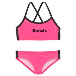 Bench. M&auml;dchen Bustier-Bikini, pink, Gr. 122, gestreift, Polyamid, Bikini-Sets, mit gekreuzten Tr&auml;gern