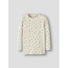 Langarmshirt LIL' ATELIER "NMFGAGO LS SLIM TOP LIL NOOS", M&auml;dchen, Gr. 104, turtledove aop:floral, Jersey, Obermaterial: 57% Baumwolle, 38% Lyocell, 5% Elasthan, bedruckt, slim fit normal, Rundhals, Shirts Langarmshirt, weiche Jersey Rippqualit&auml;t