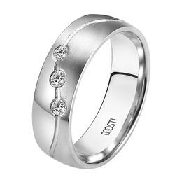 DOOSTI Damen Trauring "Schmuck Geschenk Edelstahl Trauring Ehering Partnerring LIEBE", 54,mit Zirkonia, Edelstahl, 6mm, silber, Edelstahl,