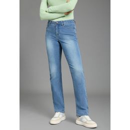 Arizona Damen Gerade Jeansblau used, Gr. 80, unifarben, Denim/Jeans, Obermaterial: 79% Baumwolle, 19% Polyester, 2% Elasthan, Jeans, gerade