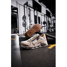 RIEKER SPORT Damen Keilsneaker, Gr. 36, beige, Lederimitat, Schuhe, Schn&uuml;rschuh, Halbschuh, Freizeitsneaker mit Rei&szlig;verschluss