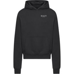 MisterTee Herren Kapuzensweatshirt "MisterTee Reality Ultra Heavy Cotton Box Hoody"schwarz, Gr. L, bedruckt, 100% Baumwolle, Sweatshirts