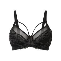 bonprix Damen Minimizer-BH "Minimizer-BH mit zarter Spitze", Gr. 95, schwarz, Obermaterial: 80% Polyamid, 20% Elasthan. Futter: 90% Polyamid, 10%