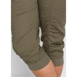 bonprix Damen 3/4-Hose "3/4-Hose aus reiner Baumwolle", gr&uuml;n, Gr. 50, Obermaterial: 100% Baumwolle, Hosen, aus Baumwolle, mit elastischen