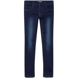 name it Jungen Slim-fit-Jeans "NKMTHEO XSLIM SWE JEANS 3113-TH NOOS", blau, Gr. 98, Abriebeffekte, Denim/Jeans, Obermaterial: 70% Baumwolle, 27%