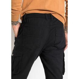 bonprix Herren Cargohose, schwarz, Gr. 46, Obermaterial: 100% Baumwolle, Hosen, aus reiner Baumwolle, Regular Fit, Straight-Schnitt, casual Stil