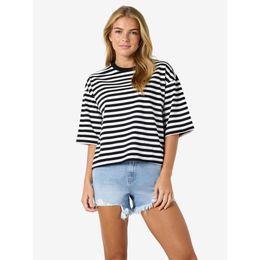 Noisy may Damen Sweatshirt "NMEMBER 2/4 STRIPE SWEAT BOX", schwarz-wei&szlig;, Gr. S, gestreift, Sweatware, Obermaterial: 100% Baumwolle, Sweatshirts