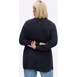 sheego Damen Rollkragenpullover "Pullover", blau, Gr. 56, unifarben, 50% Baumwolle, 50% Polyacryl, Pullover