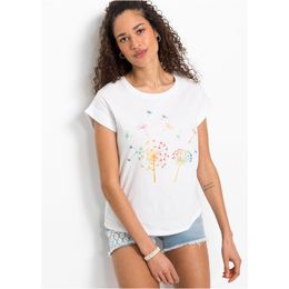 bonprix Damen T-Shirt, wei&szlig;, Gr. 36, Obermaterial: 100% Baumwolle, Shirts, bequeme Passform, Kurzarm-Design, aus Baumwolle