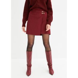 bonprix Damen Lederimitatrock "Lederimitat-Rock in Wickeloptik", rot, Gr. 46, unifarben, Web, Obermaterial: 90% Polyester, 10% Elasthan, R&ouml;cke, aus