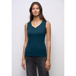 Street One Damen Tanktoptide blau, Gr. 40, unifarben, Web, 50% Baumwolle, 50% Modal, Tops, im soften Baumwoll-Mix