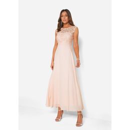 bonprix Damen Maxikleid "Maxikleid mit Spitze", rosa, festlich, Gr. 54, unifarben, Spitze, Obermaterial: 100% Polyester. Futter: 100% Polyester.
