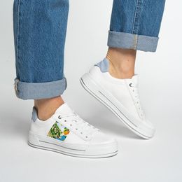 Ara Damen Plateausneaker "CANBERRA", Gr. 6wei&szlig;, hellblau, Lederimitat, Veloursleder, kontrastfarbene Details, Schuhe, Freizeitschuh, Halbschuh,