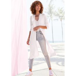 Lascana Damen Cardigan, wei&szlig;, Gr. 32, unifarben, Feinstrick, Obermaterial: 70% Viskose, 30% Polyamid, Strickjacken, mit seitlichen Schlitzen,