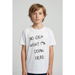 Kidsworld Jungen T-Shirt "Spruch: NO IDEA WHAT I'M DOING HERE"wei&szlig;, Gr. 176, bedruckt, Single Jersey, Obermaterial: 100% Baumwolle, Shirts, f&uuml;r