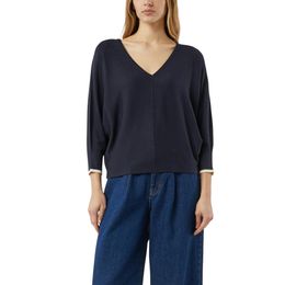 comma, COMMA Damen Strickpullovernavy, Gr. S, unifarben, Strick, Obermaterial: 80% Viskose, 20% Polyamid, Pullover, mit V-Ausschnitt
